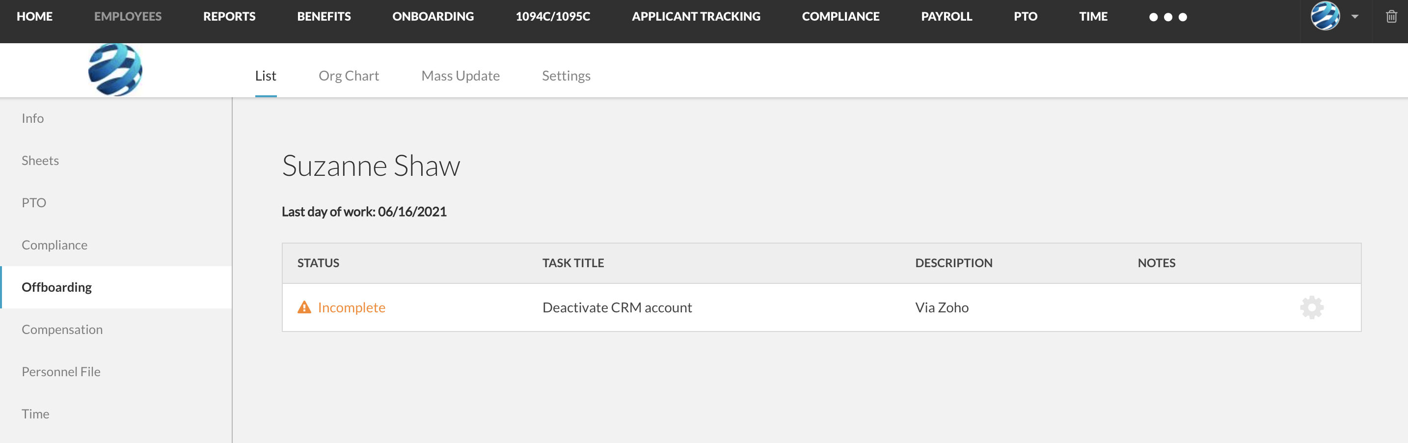 Managing Offboarding Checklists - Knowledge Base | BerniePortal